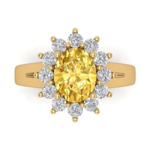 clara pucci 2.36 ct oval cut solitaire halo yellow simulated diamond engagement promise anniversary bridal ring 18k yellow gold 7.5