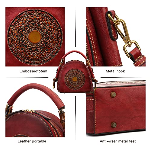 Genuine Leather Handbag for Women, Retro Organizer Top Handle Satchel