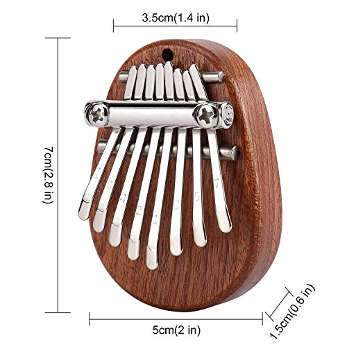 Emoin Mini Thumb Piano, Solid Wood 8 Keys Finger Piano, Portable Musical Thumb Piano with Lanyard, Christmas Gift Birthday Gift Valentines Gift for Kids Adults Beginners