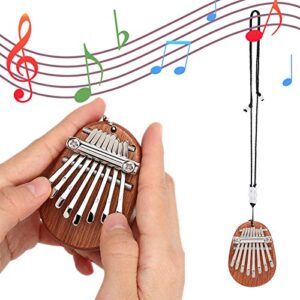 emoin mini thumb piano, solid wood 8 keys finger piano, portable musical thumb piano with lanyard, christmas gift birthday gift valentines gift for kids adults beginners