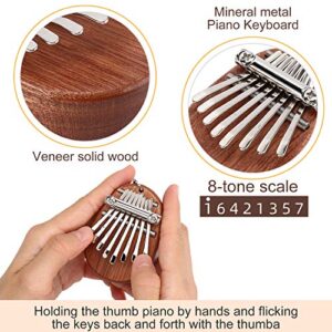 Emoin Mini Thumb Piano, Solid Wood 8 Keys Finger Piano, Portable Musical Thumb Piano with Lanyard, Christmas Gift Birthday Gift Valentines Gift for Kids Adults Beginners