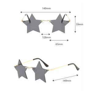 Star Rimless Sunglasses for Women/Men Unique Personalized Pentagram sun glasses Prom Party Sun Mirror (BLUE+YELLOW)