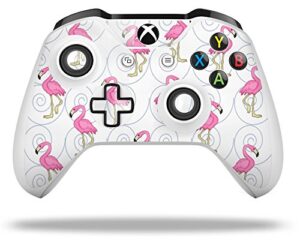 wraptorskinz decal vinyl skin wrap compatible with xbox one s/x controller - flamingos on white (controller not included)