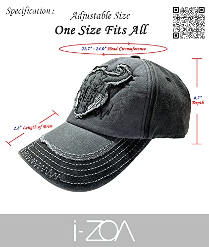 iZOA Caps and Hats for Men and Women Bulls Embroidery Casual Fashion Adjustable Unisex Baseball Caps Hats