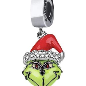 BOLENVI Monster Stole Christmas Green Red 925 Sterling Silver Charm Bead For Pandora & Similar Charm Bracelets or Necklaces