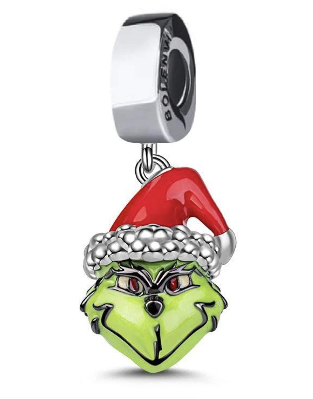 BOLENVI Monster Stole Christmas Green Red 925 Sterling Silver Charm Bead For Pandora & Similar Charm Bracelets or Necklaces