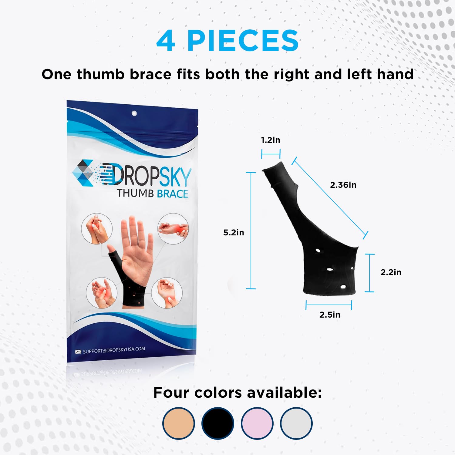 Dropsky Waterproof Wrist Thumb Support With Gel Pad, Thumb Brace for Arthritis Pain and Support-Thumb Wrist Brace, Arthritis & Carpal Tunnel - Left and Right Hand- Lightweight,Therapy Rubber-Latex, 4