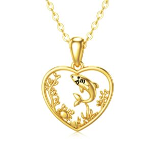 rikelus 14k gold shark necklace for women real gold shark crab pendant ocean beach sea jewelry anniversary birthday gifts for mom wife friend her 16+1+1 inch