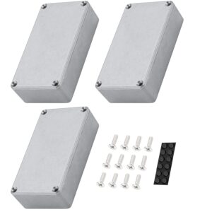 daiertek 3pcs 125b / 1590n1 aluminum guitar effect pedal enclosure metal stomp box enclosure unfinished 122x66x39.5mm with rubber feet