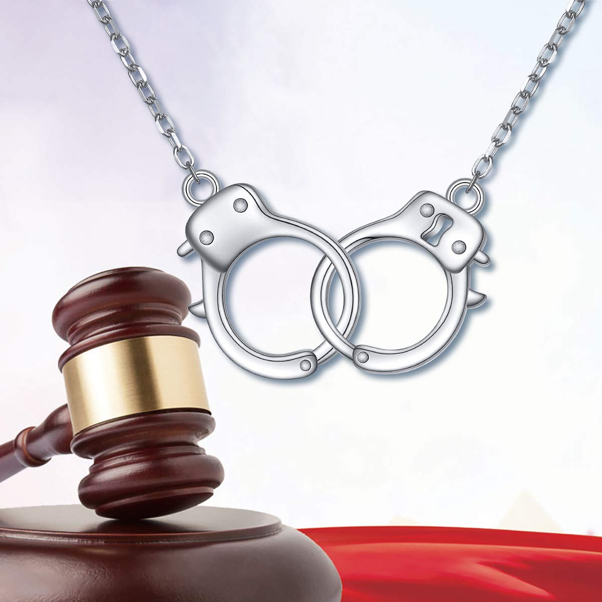 DAOCHONG S925 Sterling Silver Handcuffs Necklace Pendant for Women