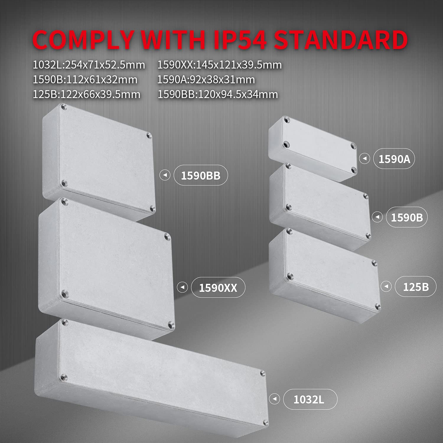 DaierTek 3pcs 125B / 1590N1 Aluminum Guitar Effect Pedal Enclosure Metal Stomp Box Enclosure Unfinished 122x66x39.5mm with Rubber Feet