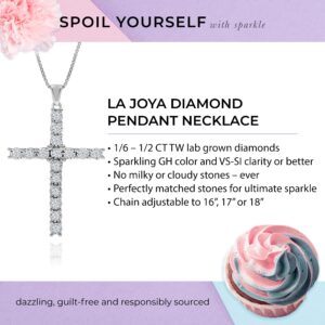 Diamond Cross Necklace For Women | 1/5 CTTW Real White Gold Plated 925 Sterling Silver Lab Created Diamond Necklace Pendant | Ideal Gift for Ladies