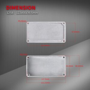 DaierTek 3pcs 125B / 1590N1 Aluminum Guitar Effect Pedal Enclosure Metal Stomp Box Enclosure Unfinished 122x66x39.5mm with Rubber Feet