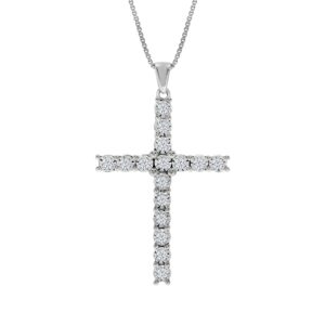 diamond cross necklace for women | 1/5 cttw real white gold plated 925 sterling silver lab created diamond necklace pendant | ideal gift for ladies