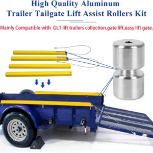 4 Pack Aluminum Alloy Rollers Pins Washers Rings GL1 GMNR925 Compatible with Trailer Tailgate Lift Assist Rollers Kit Replacement Parts fit for Trailer Tailgate, Easy Lift Gate etc Lift Assist