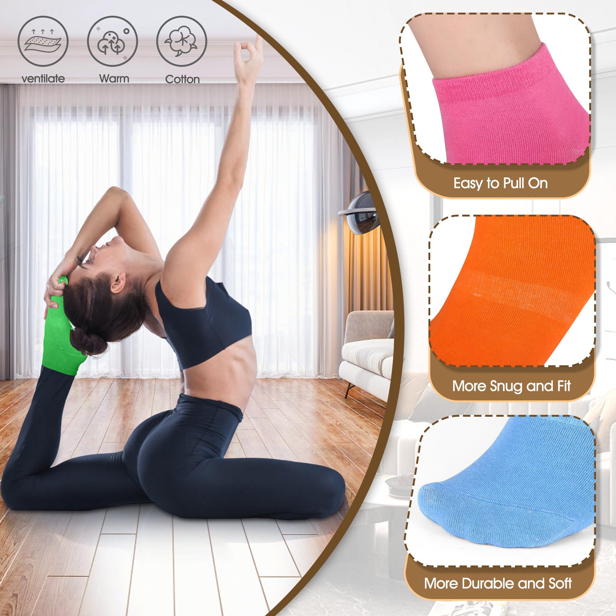 jeuhut Pilates Grip Socks for Women 12 Pairs Non Slip Yoga Barre Socks Sticky Hospital Socks Slipper Socks