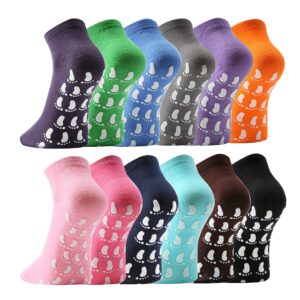 jeuhut pilates grip socks for women 12 pairs non slip yoga barre socks sticky hospital socks slipper socks