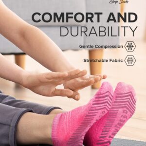 TruTread Pilates Socks with Grips for Women and Men - 6 Pairs Yoga Socks for Women | Yoga Socks for Men | Pure Barre Socks