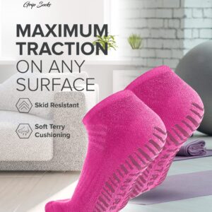 TruTread Pilates Socks with Grips for Women and Men - 6 Pairs Yoga Socks for Women | Yoga Socks for Men | Pure Barre Socks