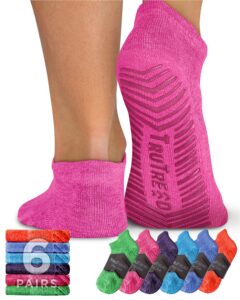 trutread pilates socks with grips for women and men - 6 pairs yoga socks for women | yoga socks for men | pure barre socks