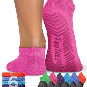 TruTread Pilates Socks with Grips for Women and Men - 6 Pairs Yoga Socks for Women | Yoga Socks for Men | Pure Barre Socks