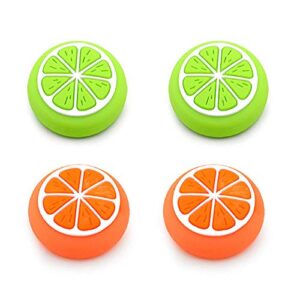 lemon joystick thumb grips cover stick thumbstick caps for nintendo switch ns nitendo switch lite ns joycon 4pcs (2 green 2 orange)