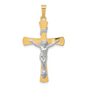 14k two-tone inri crucifix pendant qxr729