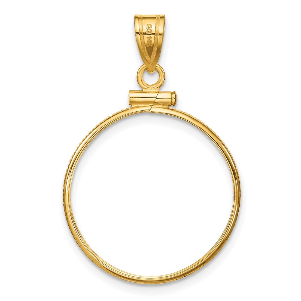 Wideband Distinguished Coin Jewelry 14k Polished 22.0mm x 1.9mm Screw Top Coin Bezel Pendant QC1885/22.0