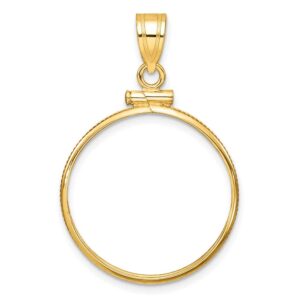 wideband distinguished coin jewelry 14k polished 22.0mm x 1.9mm screw top coin bezel pendant qc1885/22.0