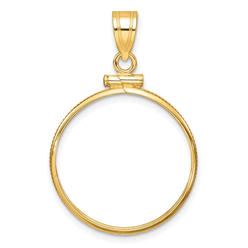 Wideband Distinguished Coin Jewelry 14k Polished 22.0mm x 1.9mm Screw Top Coin Bezel Pendant QC1885/22.0