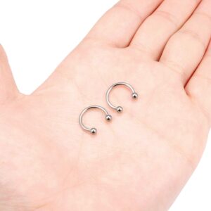 Hoeudjo 16G Solid Grade 23 (G23) Titanium Horseshoe Barbell Septum Rings Hoop Lip Helix/Daith/Cartilage/Conch/Tragus Earrings Nipple Piercing Jewelry for Women Men Dia. 10mm 3/8 inch