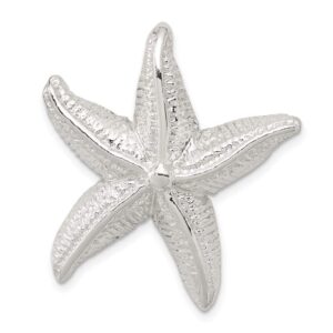 sterling silver polished & textured starfish chain slide pendant qqc8695