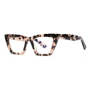 glindar cat eye blue light blocking glasses vintage narrow square computer eyeglasses acetate frame tortoise