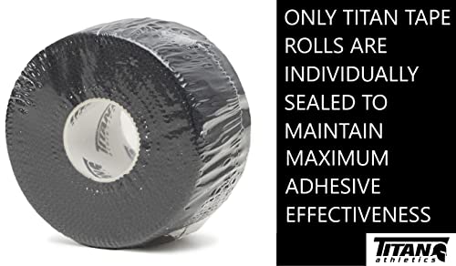 Titan Athletics - Premium Quality Black Athletic Tape/Sports Tape - 1 1/2 Inch x 45 Feet Per Roll - 100 Percent Cotton with Zinc Oxide - Easy Tear Zig Zag Design. (Black, 12 Count (Pack of 1))