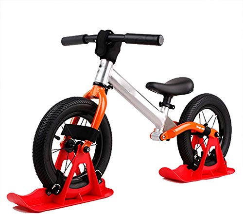 FNWD Snow Sledge Board Set for 12 inch Balance Bike Scooter Parts, Lightweight Durable Portable Bicycle Snowboard Ski Kit Bicycle Sled Kit (Black)