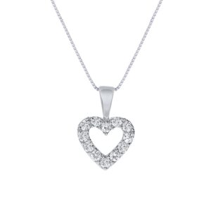 la joya small 1/8 ct. tw. lab made sterling silver diamond heart pendant | dainty women's diamond necklace | ideal gift for wife or friend