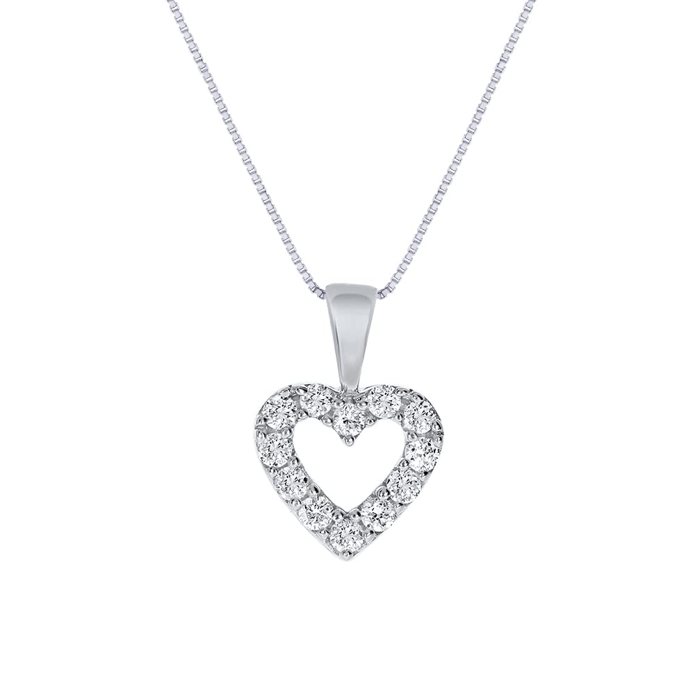 La Joya Small 1/8 CT. TW. Lab Made Sterling Silver Diamond Heart Pendant | Dainty Women's Diamond Necklace | Ideal Gift for Wife or Friend