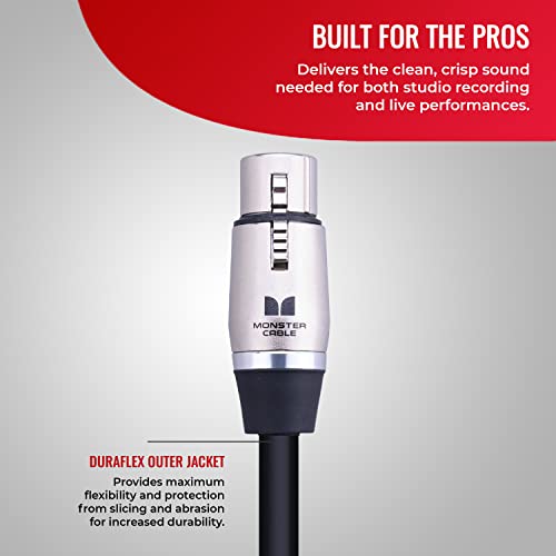 Monster Prolink Performer 600 Microphone Cable - Engineered with Custom XLR Connectors, Microfiber Dielectric, Duraflex Jacket, and Carbon Polymer Shielding, 20 ft. Cable