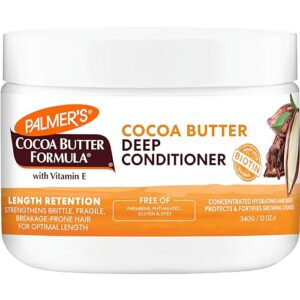 palmer's cocoa butter & biotin length retention deep conditioner, strengthen, nourish and restore elasticity and shine, suitable for all curly hair patterns 12 ounce