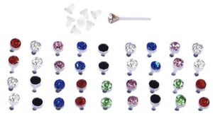 18 pairs multi colors clear crystal acrylic nylon plastic posts medical no metal sensitive ears hypoallergenic stud earrings