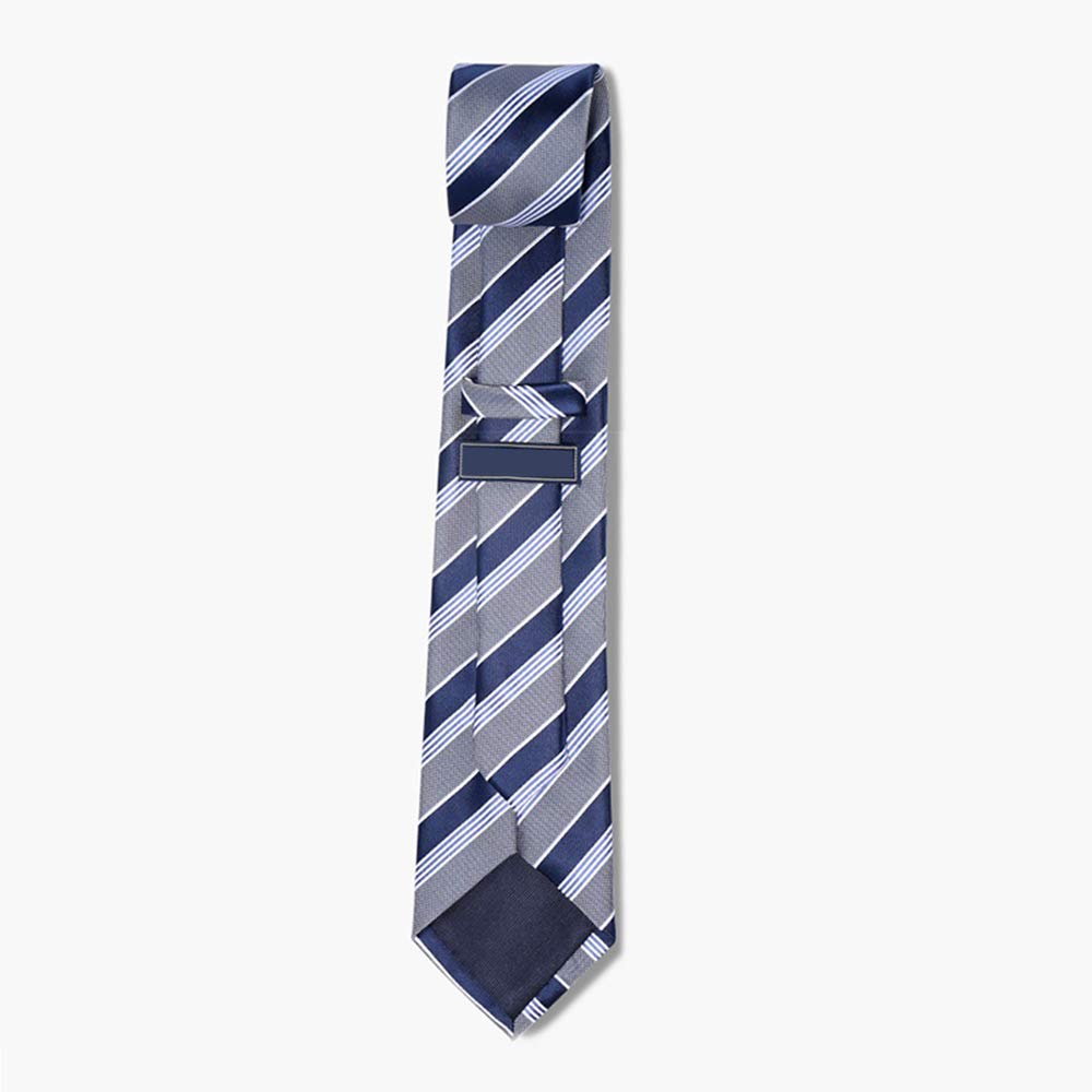 Manoble Fashion Men's Ties Formal Business 3.15'' Ties for Men Dark Light Blue Gray Striped Neckties + Gift Box