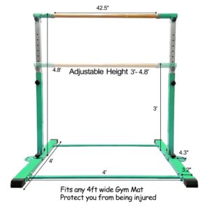 BYBAG Expandable Gymnastics Kip Bar,Horizontal Bar for Kids for Girls,No Wobble Gymnastic Equipment for Home Training,3' to 5' Adjustable Height,Gymnasts 1-4 Levels,300 lbs Weight Capacity