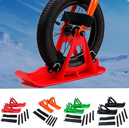 FNWD Snow Sledge Board Set for 12 inch Balance Bike Scooter Parts, Lightweight Durable Portable Bicycle Snowboard Ski Kit Bicycle Sled Kit (Black)