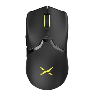 delux m800db gaming mouse wireless, lightweight (70g/2.47oz), 50 hour battery, paw3335 16000dpi sensor, ultralight weave cable, 6 programmable buttons, and rgb lighting (black)