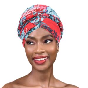 Woeoe African Turban Leopard Print Stretch Headwear Print Pattern Head Scarf Elastic Beanie Cap Head Wrap for Women and Girls(2 Pieces)