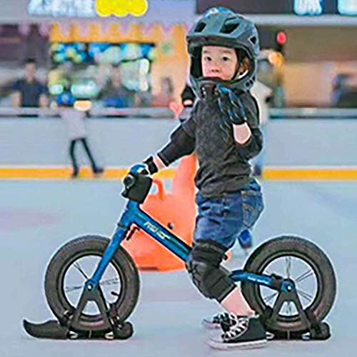 FNWD Snow Sledge Board Set for 12 inch Balance Bike Scooter Parts, Lightweight Durable Portable Bicycle Snowboard Ski Kit Bicycle Sled Kit (Black)