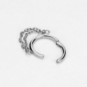 FANSING Surgical Steel Cartilage Earring Hoop 8mm Helix Hoop Double Chain Piercing Jewelry Silver Ear Lobe Piercing Earrings 16g 8mm Piercing Hoop