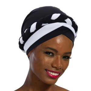 woeoe african turban india's hat black stretch braid head wrap for women