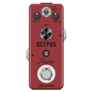 rowin polyphonic octave guitar effects pedal pure octopus digital mini single effect for electric guitar and bass with true bypass 11 different octave modes lef-3806