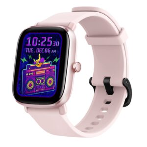 amazfit gts 2 mini smart watch for women girls, alexa built-in, gps tracker, 14 days battery life, blood oxygen heart rate sleep monitoring, 5 atm water resistant, android iphone compatible-pink